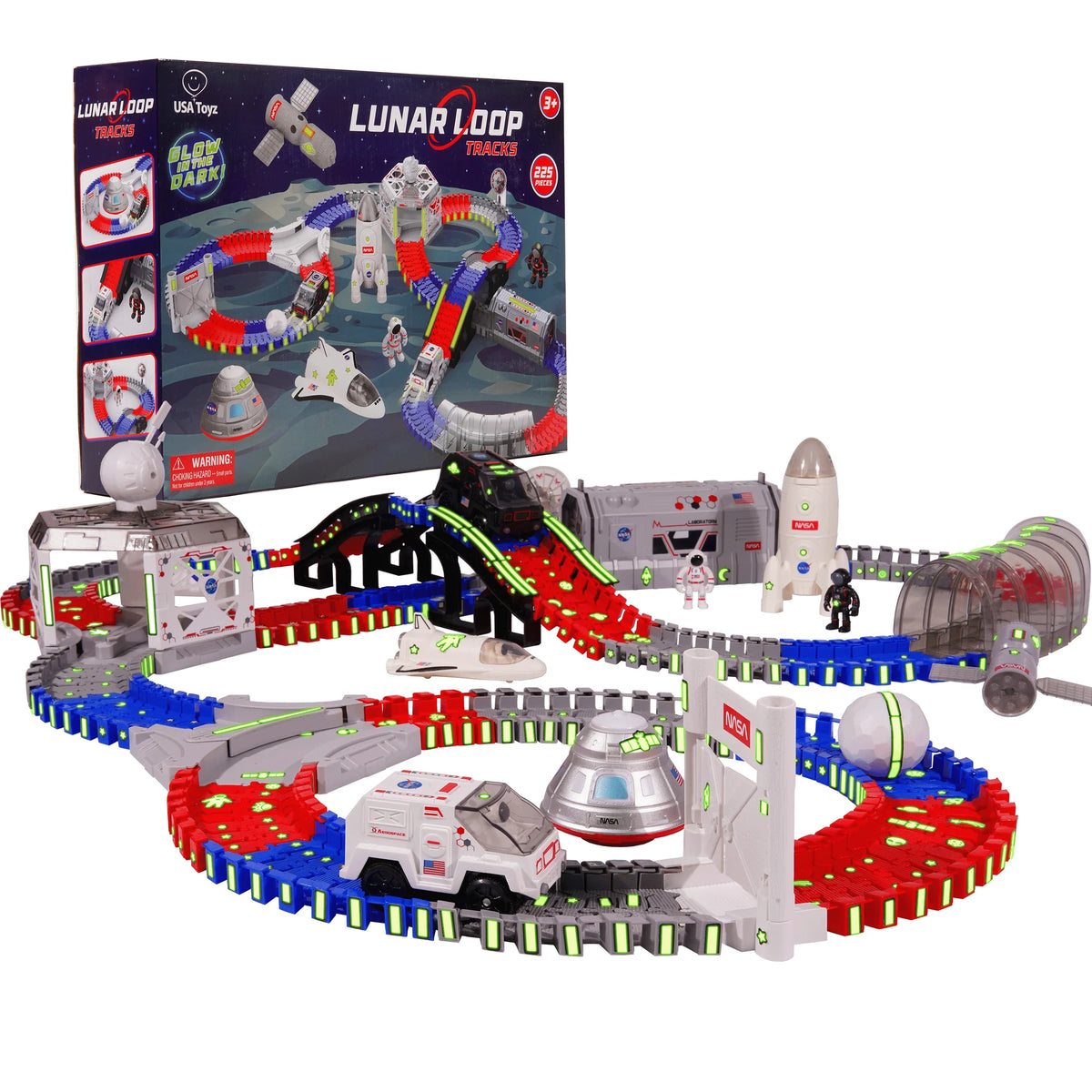 USA Toyz Lunar Loop NASA Space Tracks Playset 225 Pieces